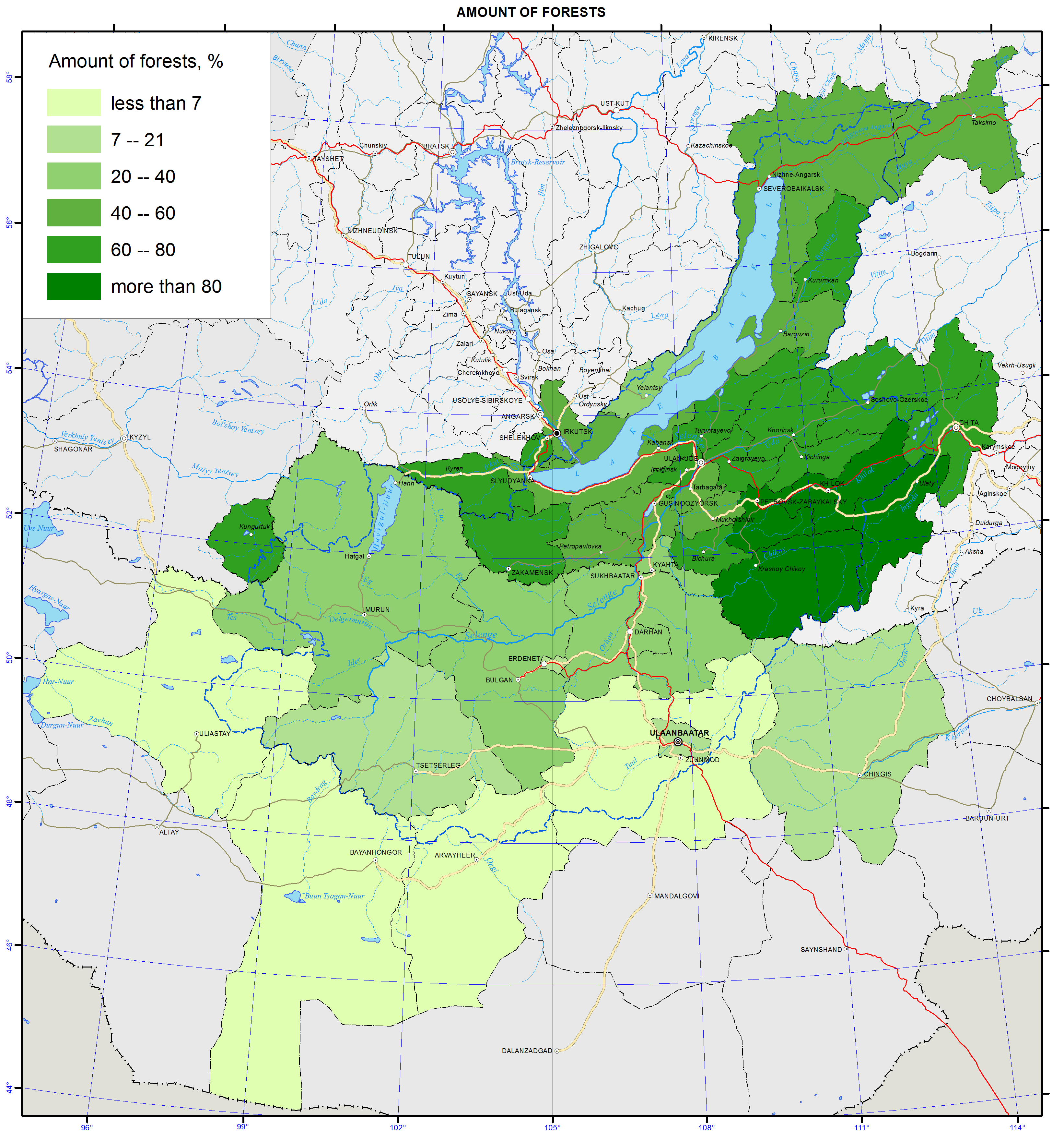 Amount of forests map — English